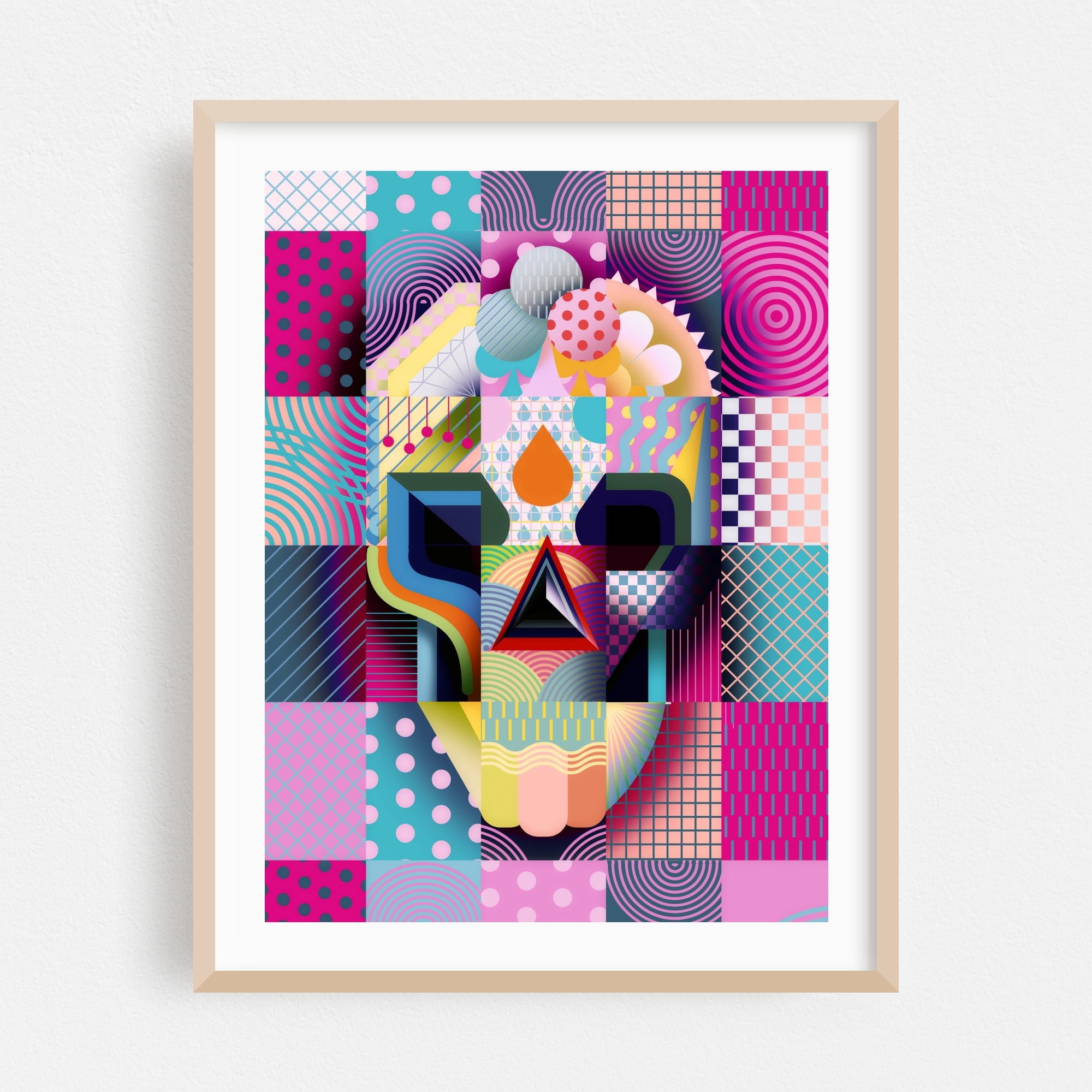Happy Skull - Illustration Geometric Abstract Modern Art Pop Art ...