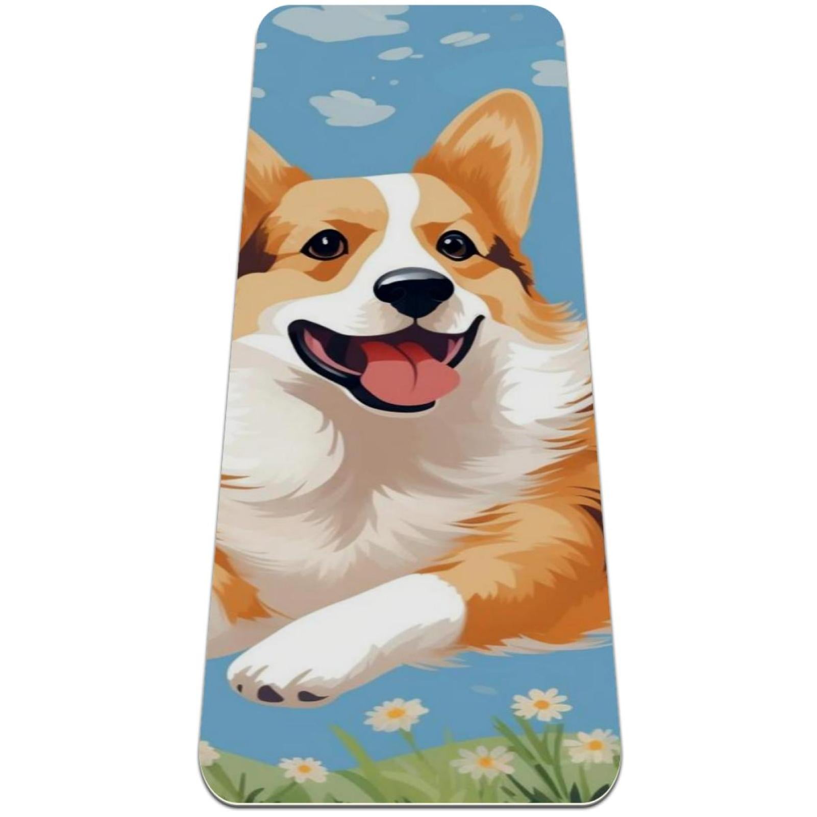 Happy Sky Daisy Corgis Yoga Mat with Carry Bag for Women Men,TPE Eco ...