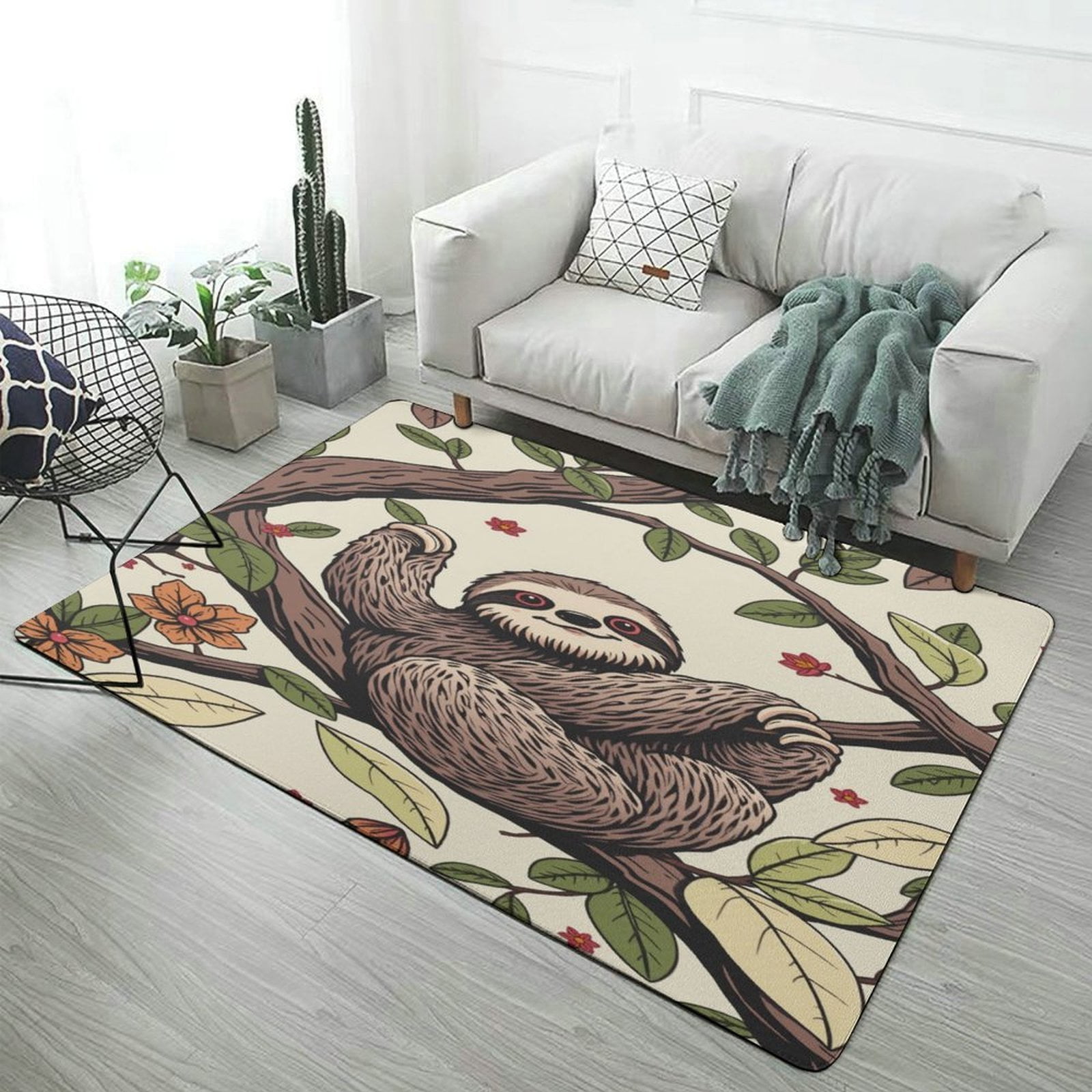 Happy Sloth Tree Light Luxury Home Carpets Living Room Ration Large ...