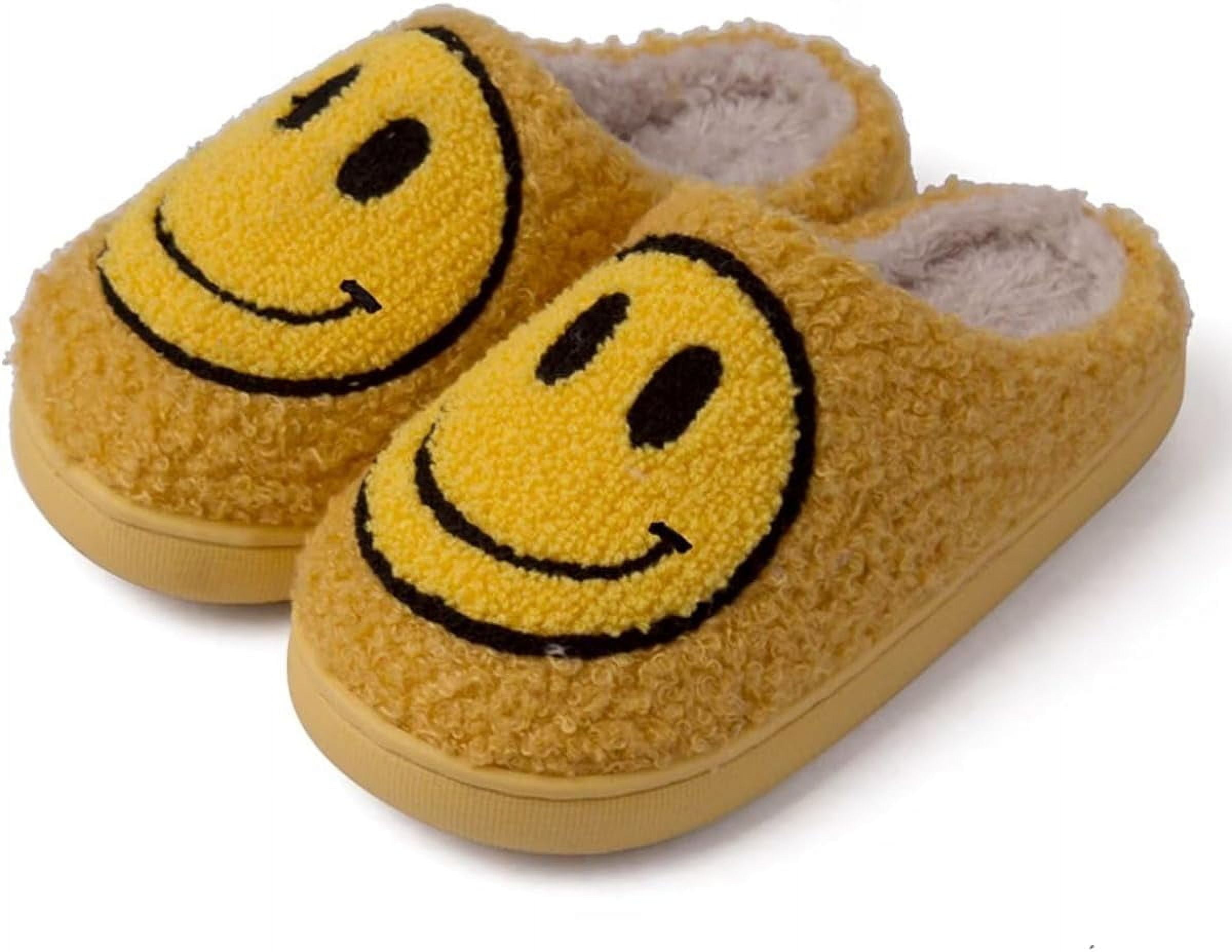 Happy Smile Face Slippers for Kids House Slippers Soft Plush Warm ...