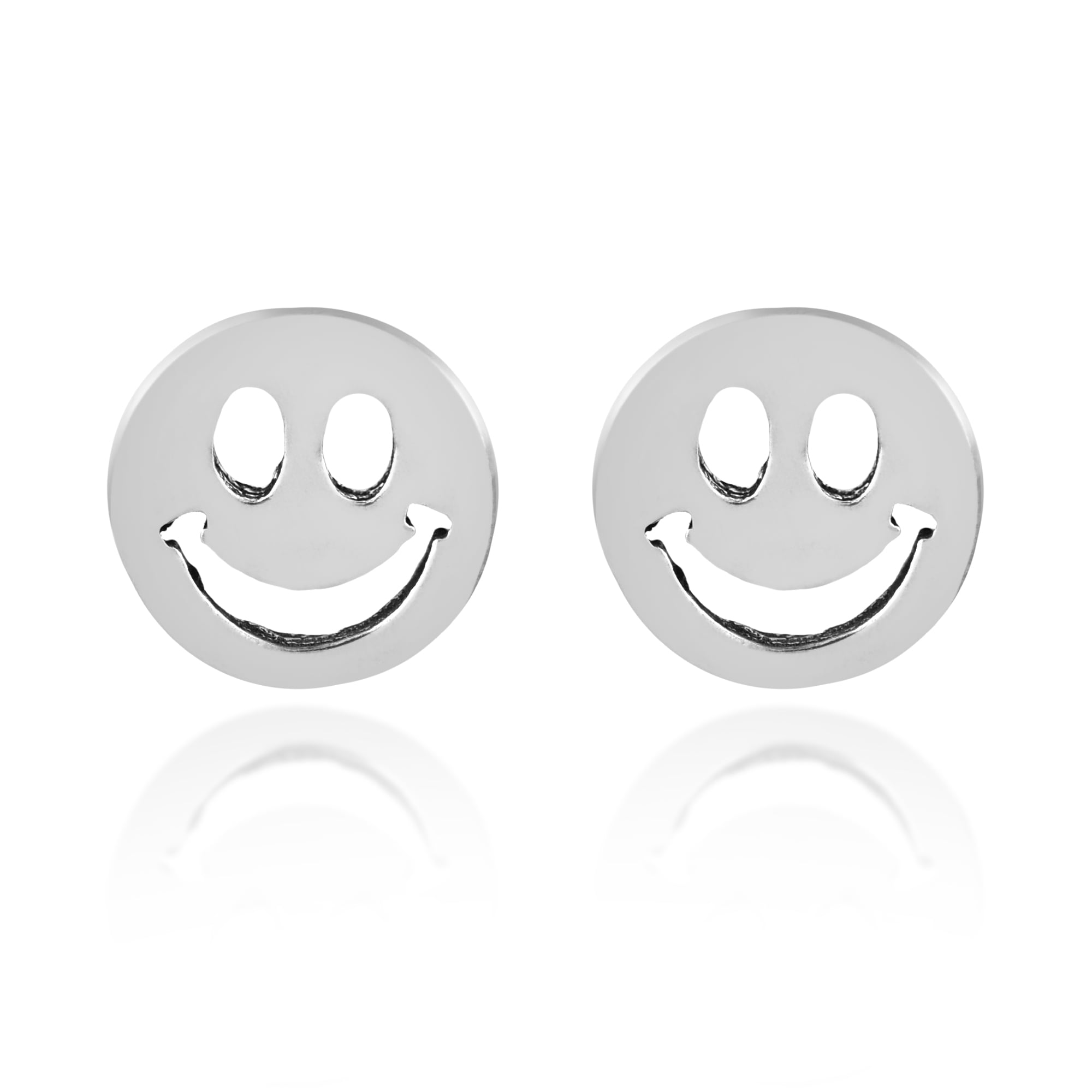 Happy Smiley Face .925 Sterling Silver Stud Earrings - Walmart.com