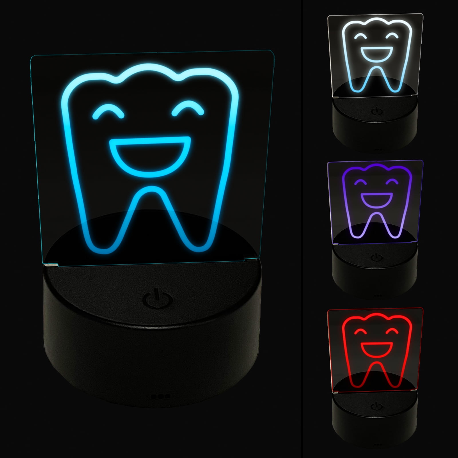 Happy Smiling Tooth Dentist LED Night Light Sign 3D Illusion Desk ...