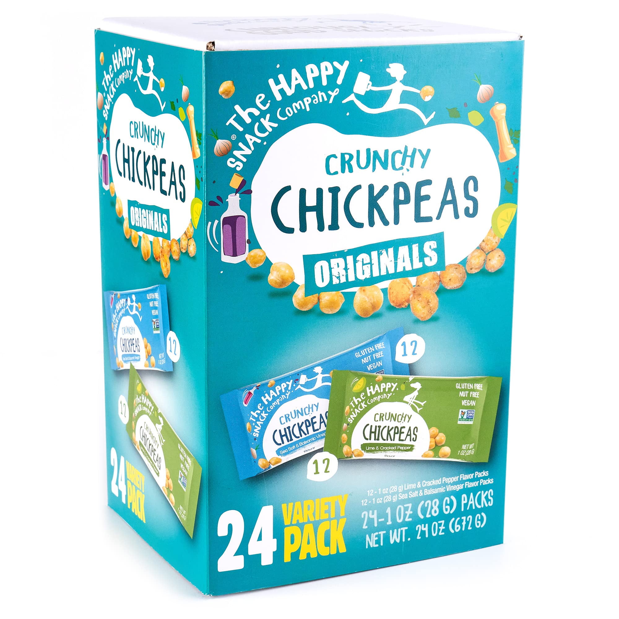 The Happy Snack Company Crunchy Chickpeas Variety Pack Balsamic Vinegar ...