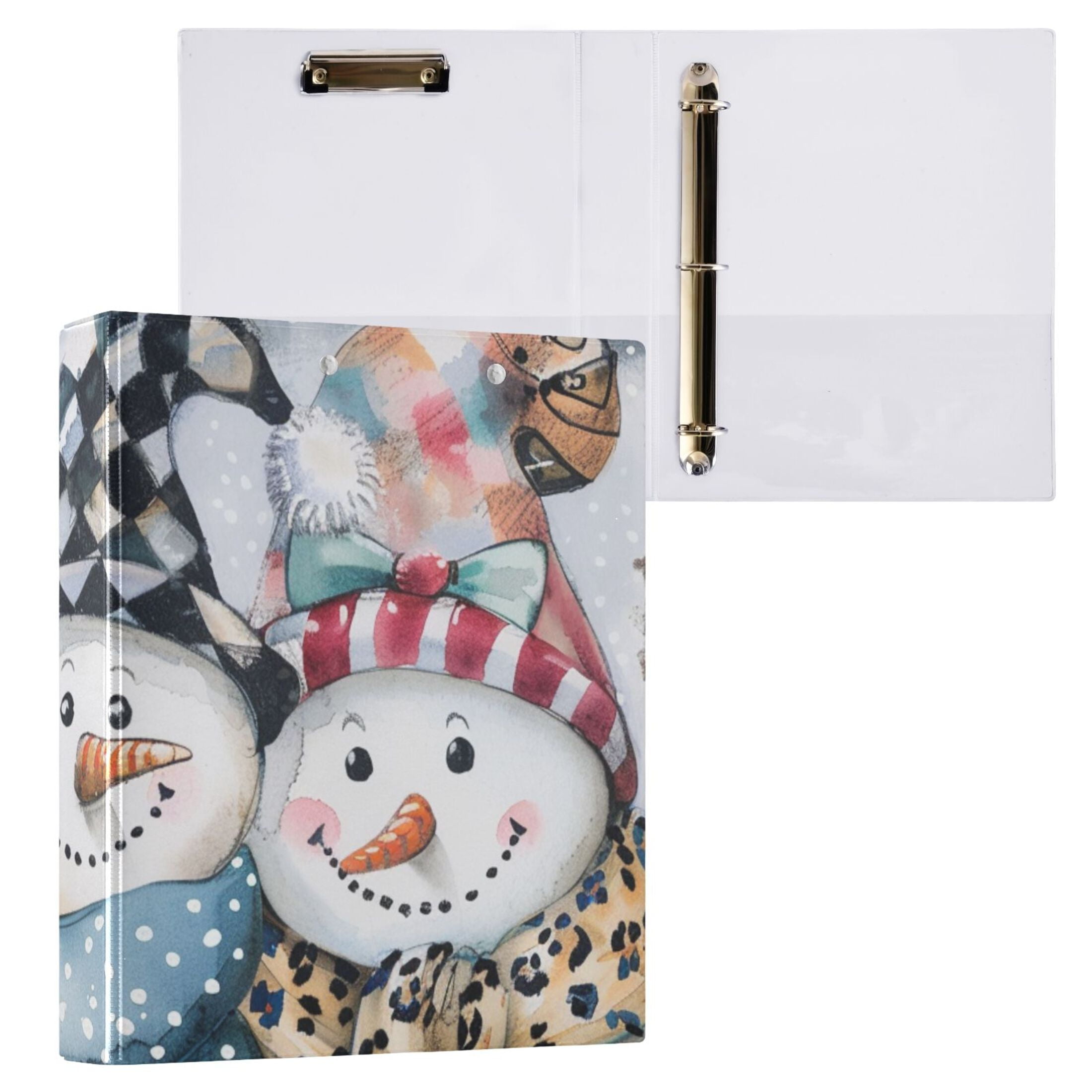Happy Snowman 3 Ring Binders 1.5 inch Hardcover File Folders with ...