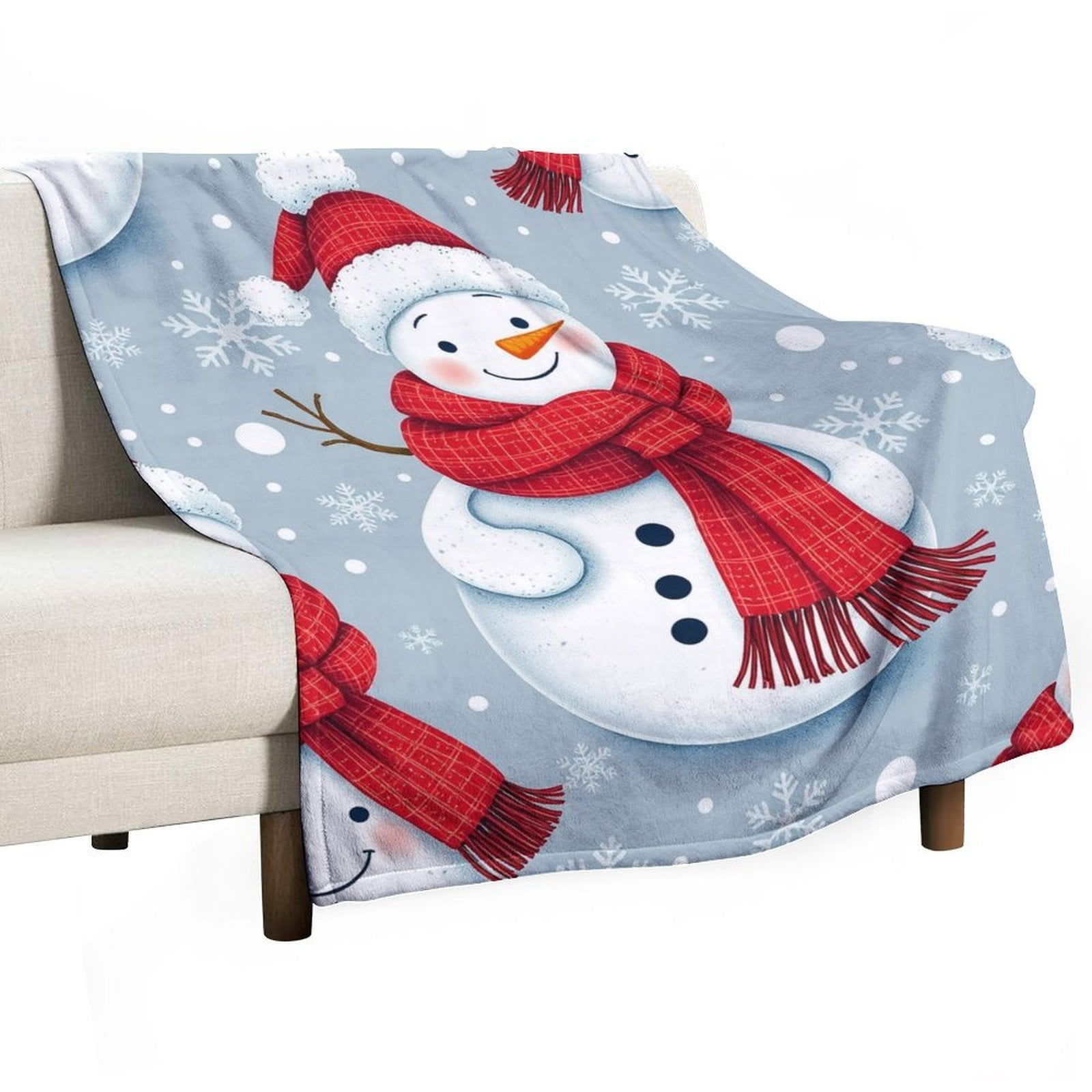 Happy Snowman Winter Pattern. Flannel Throw Blanket Warm And Soft ...