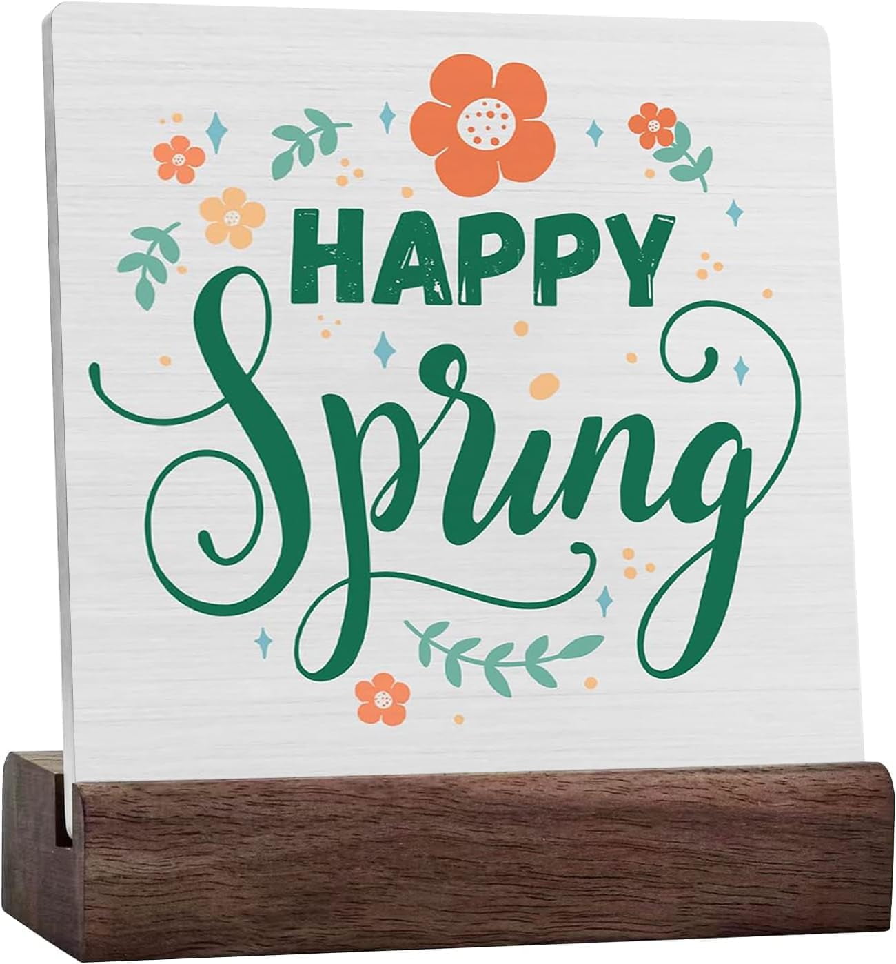 Happy Spring Floral Desk Decor Rustic Home Office Desk Art Blocks ...