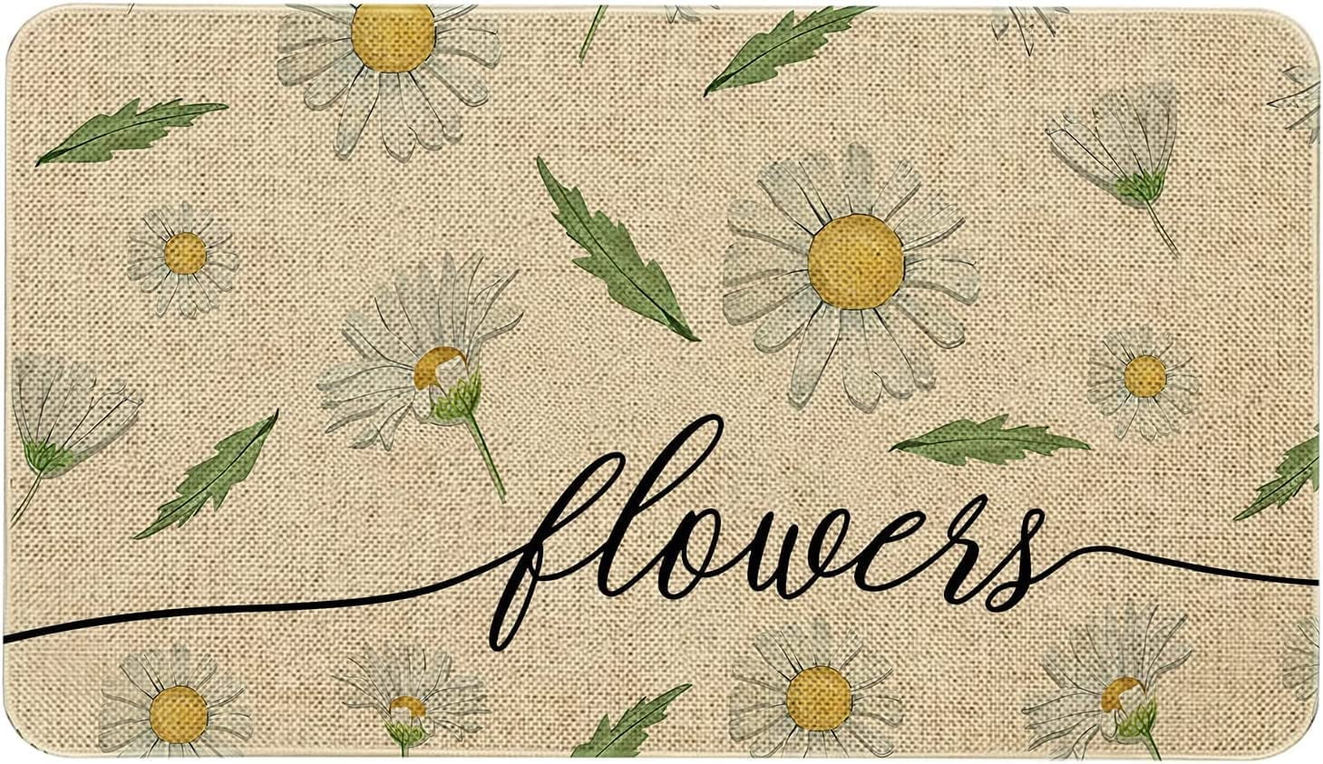 Happy Spring Outdoor Door Mat Flower Farmhouse Decor Welcome Mats ...