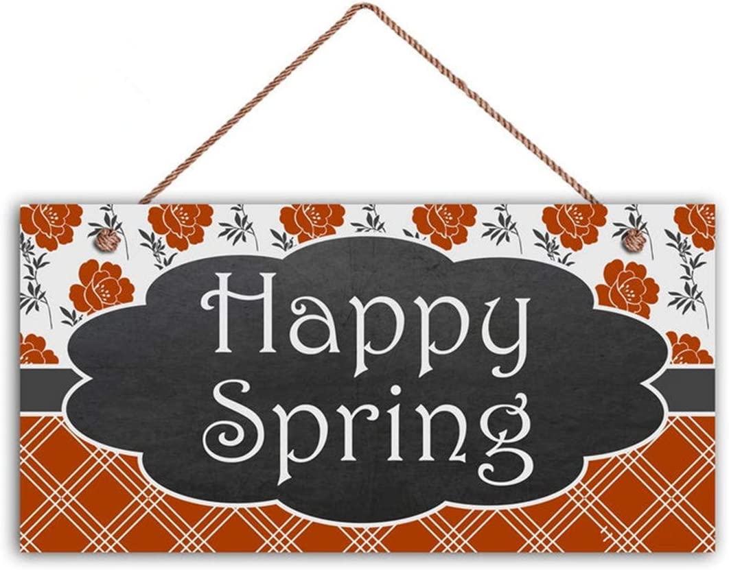 Happy Spring Sign, Dark Orange & Black Patterns, Classic Style, 5" x 10 ...