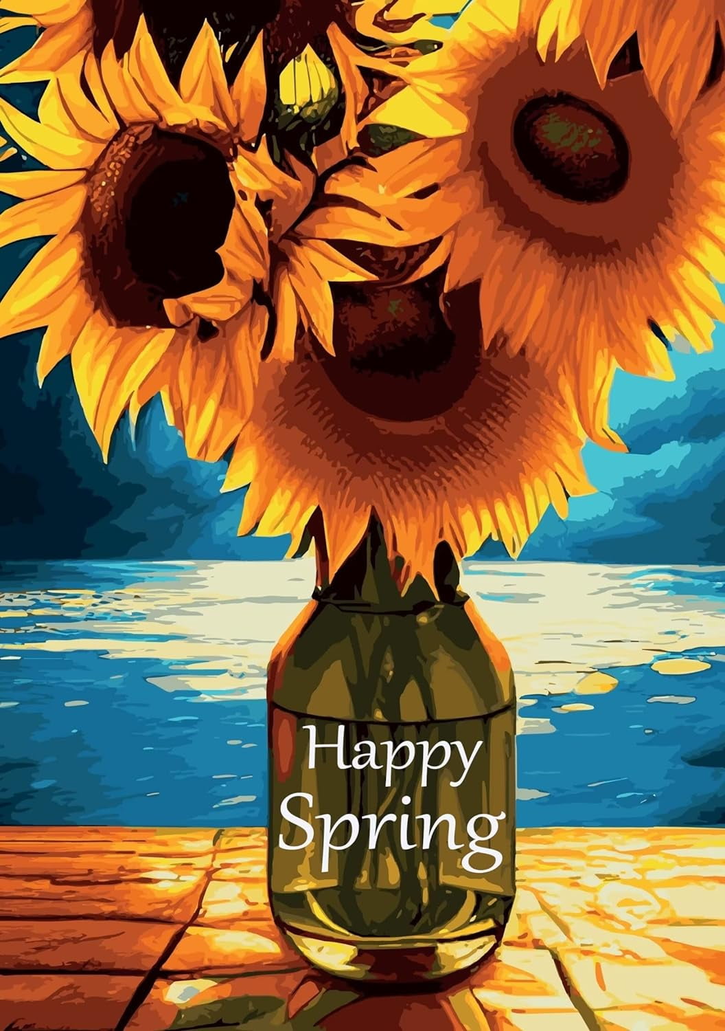 Happy Spring Sunflower Flower Garden Yard Flag 28 x 40 Inch, Oil ...