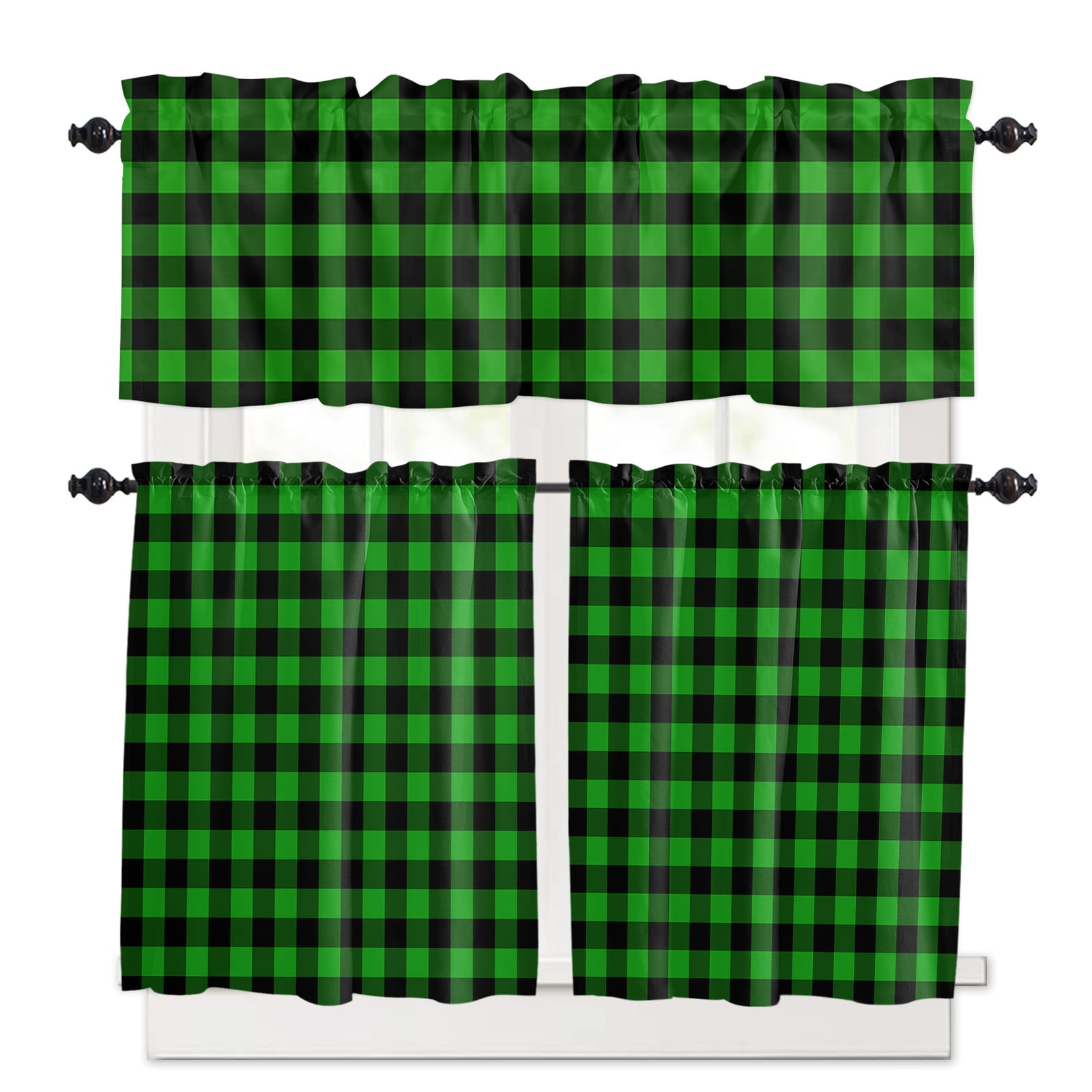 Happy St. Kitchen Curtains and Valances Set, Patrick's Day Green ...