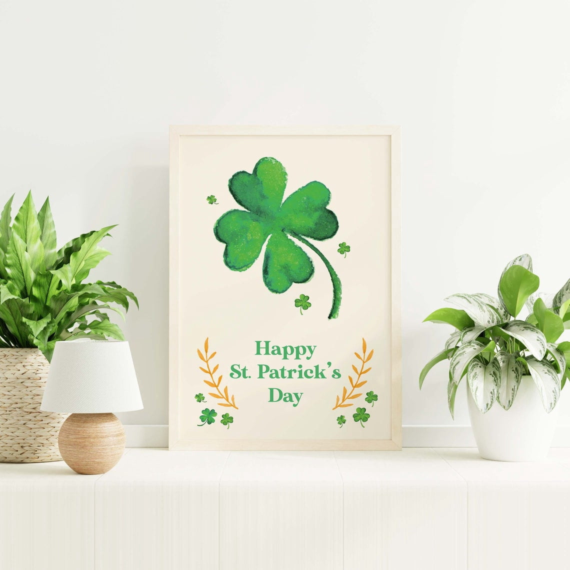 Happy St Patrick S Day Poster Green Shamrock Cute Wall Decor Irish Art ...