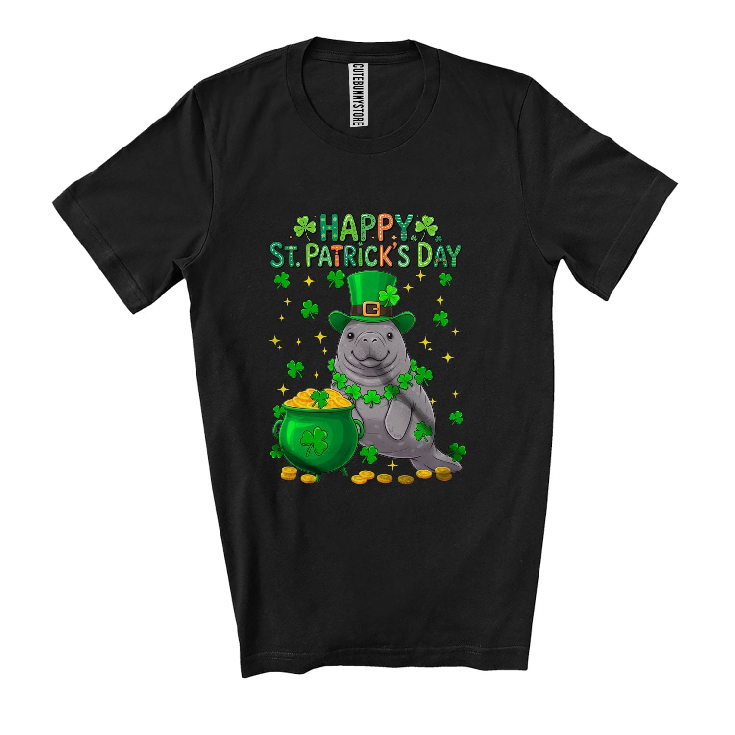 Happy St. Patrick's Day; Adorable Irish Shamrocks Manatee; Wild Animal ...