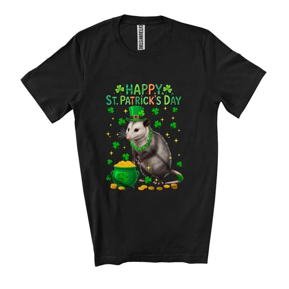 Happy St. Patrick's Day; Adorable Irish Shamrocks Opossum; Wild Animal ...