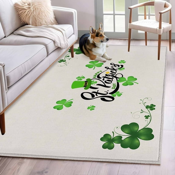 Happy St. Patrick's Day Area Rug 4x6 Washable Rug Non Slip Lucky ...