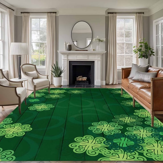 Happy St. Patrick's Day Area Rug 5x7 Washable Rug Non Slip Green Lucky ...