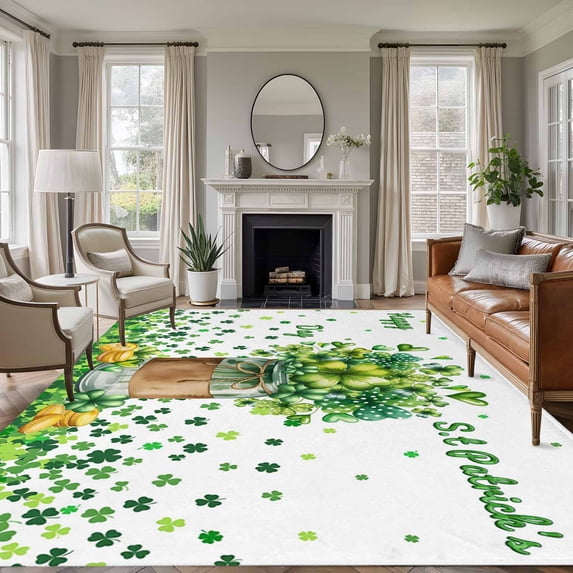 Happy St. Patrick's Day Area Rug 6x9 Washable Rug Non Slip Spring Green ...