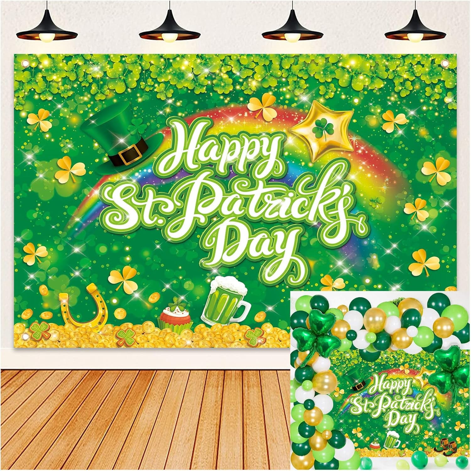 Happy St. Patrick's Day Backdrops Irish Lucky Party Shamrock Green ...