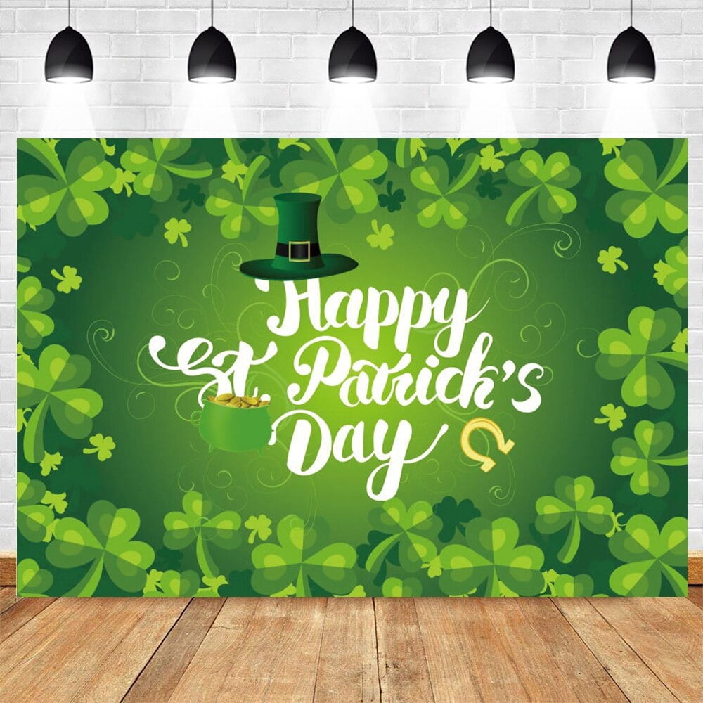 Happy St. Patrick's Day Decorations Green Shamrock Photo Background for ...