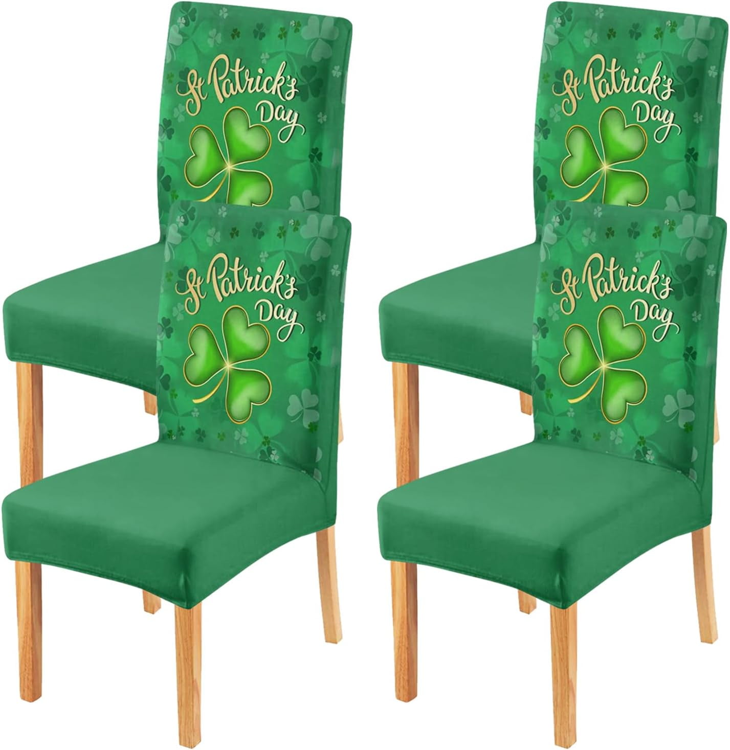 Happy St.Patrick''s Day Dining Chair Covers Set of 4,Green Shamrock ...