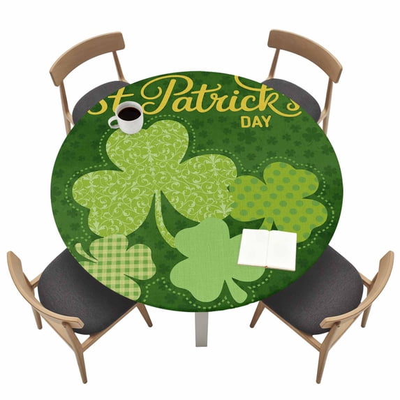 Happy St Patrick's Day Fitted Tablecloth with Elastic Edged, Round ...