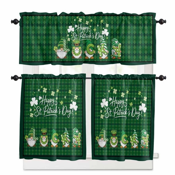 Happy St. Patrick's Day Kitchen Curtains Valances and Tiers Set of 3 ...
