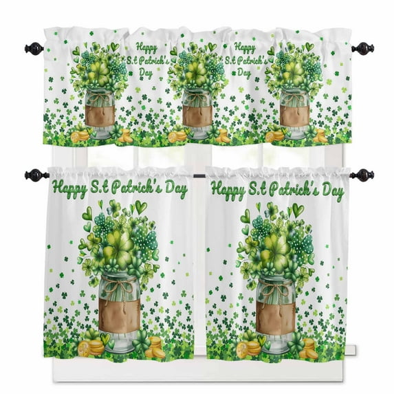 Happy St. Patrick's Day Kitchen Curtains Valances and Tiers Set of 3 ...