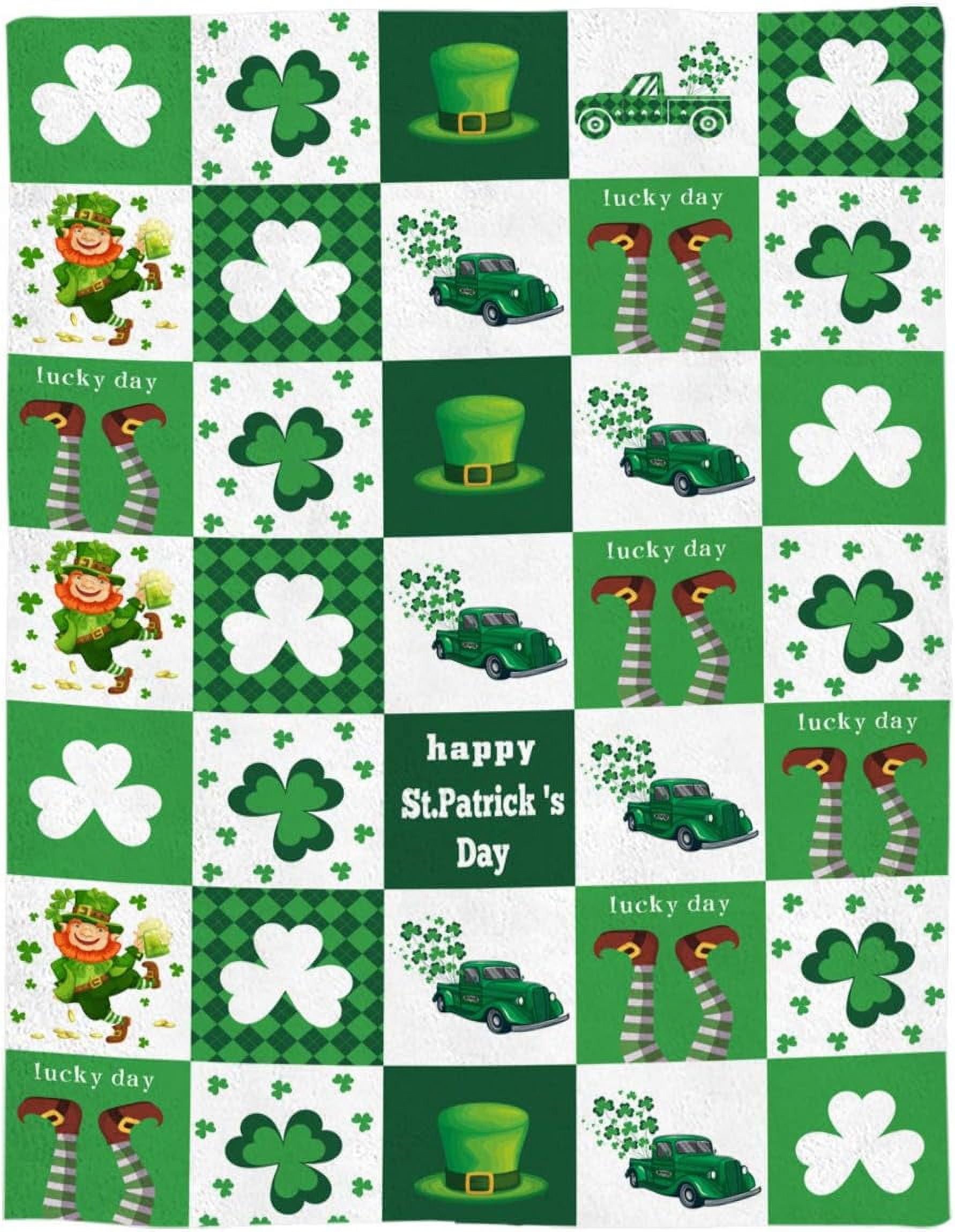 Happy St. Patrick''s Day Leprechaun Throw Blankets, Lucky Shamrocks ...
