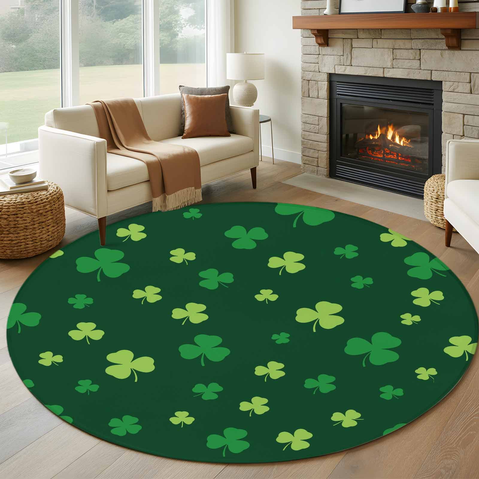Happy St. Patrick's Day Round Rug 6ft Washable Circle Kitchen Rugs Non ...