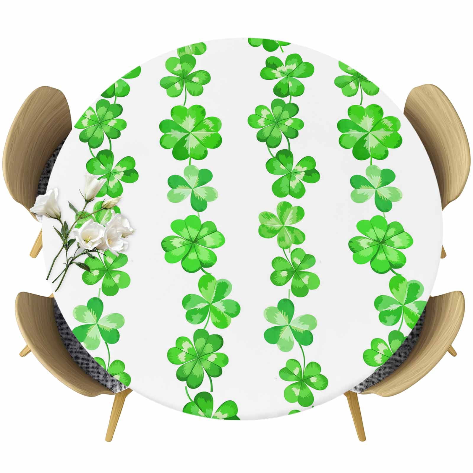 Happy St. Patrick's Day Round Tablecloth, Fitted Table Cover with ...