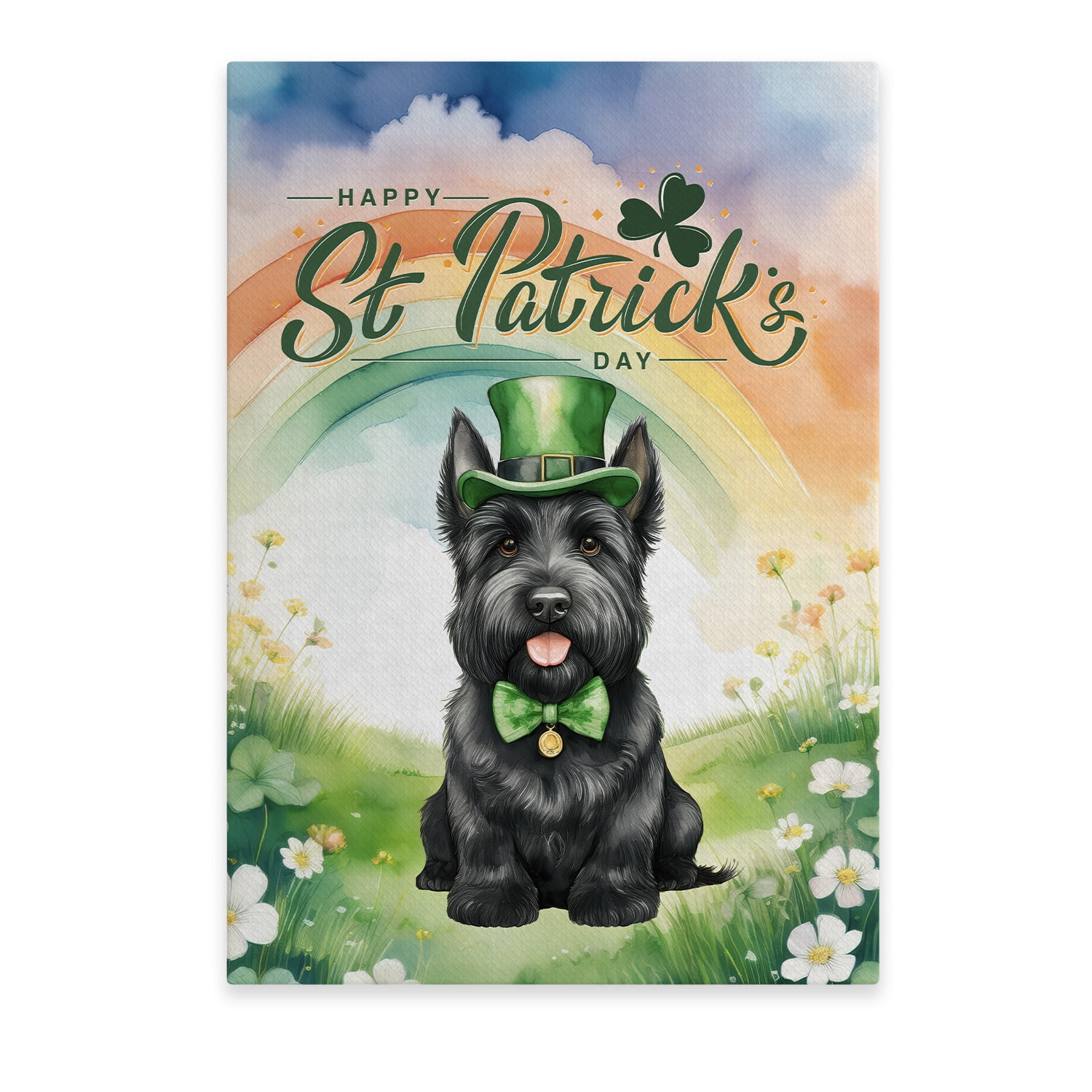 Happy St. Patrick’s Day Scottish Terrier with Green Hat Shamrocks ...