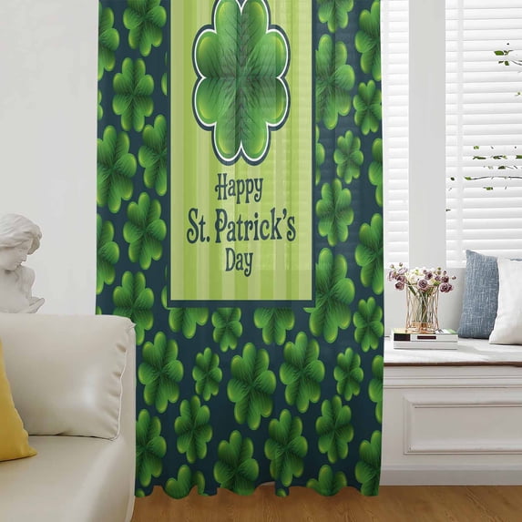 Happy St. Patrick's Day Semi Sheer Curtains Drapes for Living Room ...