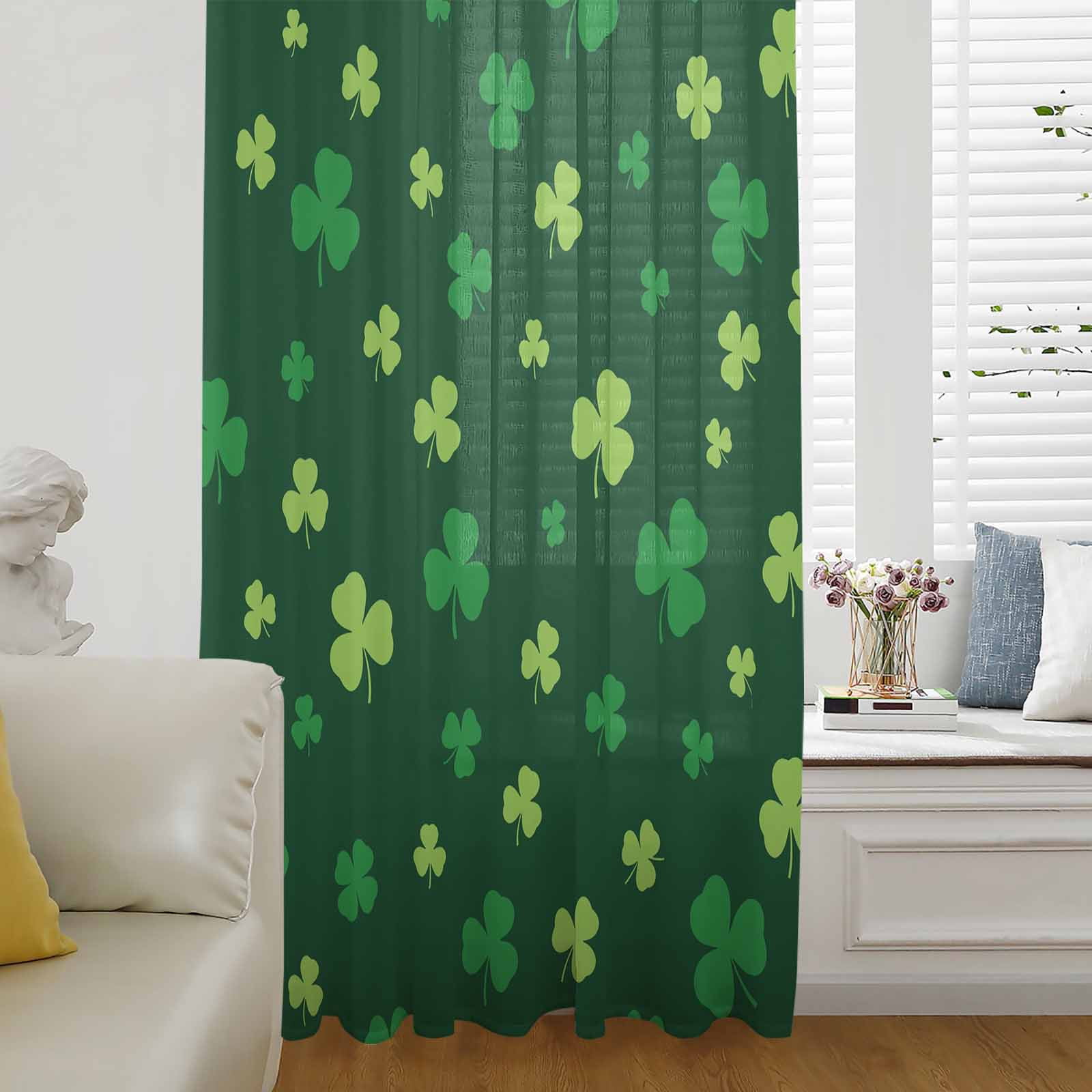 Happy St. Patrick's Day Semi Sheer Curtains Drapes for Living Room ...
