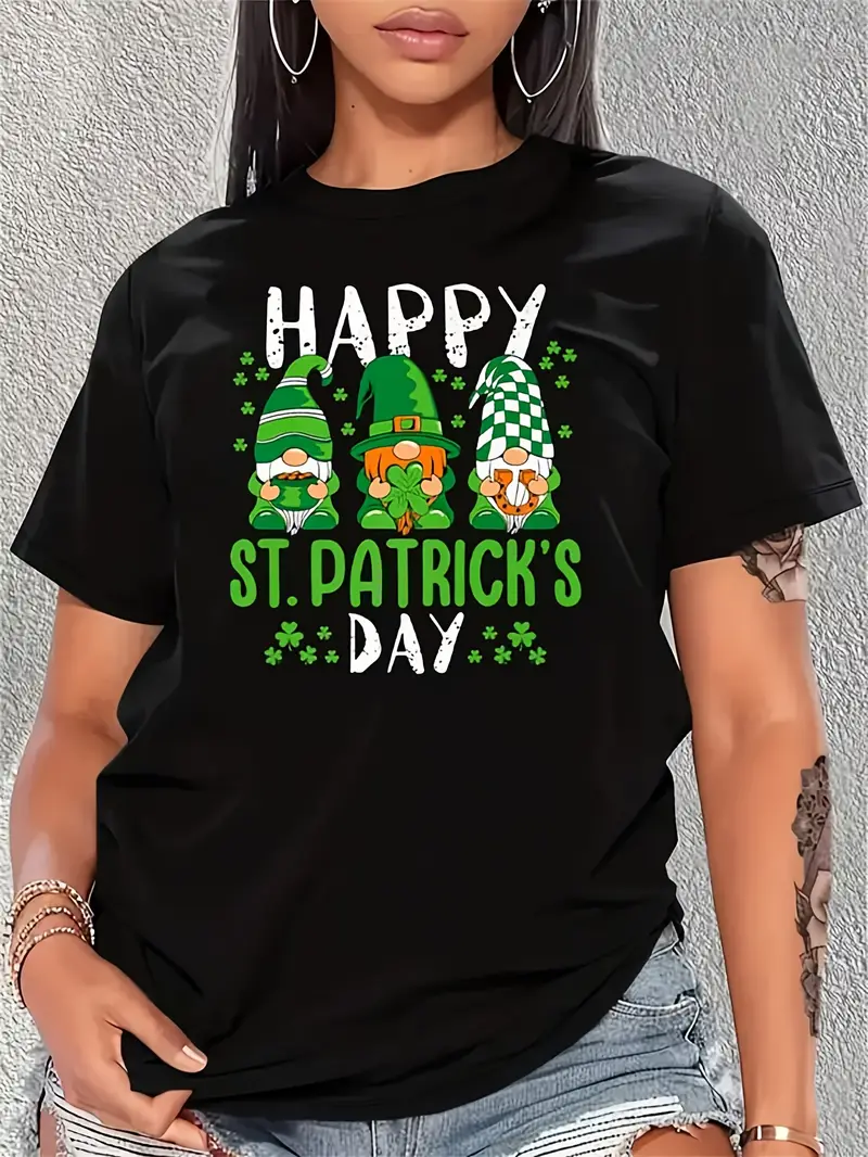 Happy St. Patrick's Day Shamrock Gnomes Unisex Graphic Tee - Walmart.com