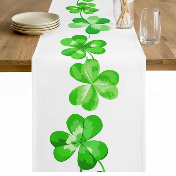 Happy St. Patrick's Day Table Runner - 120 Inch Long Spring Lucky Green ...