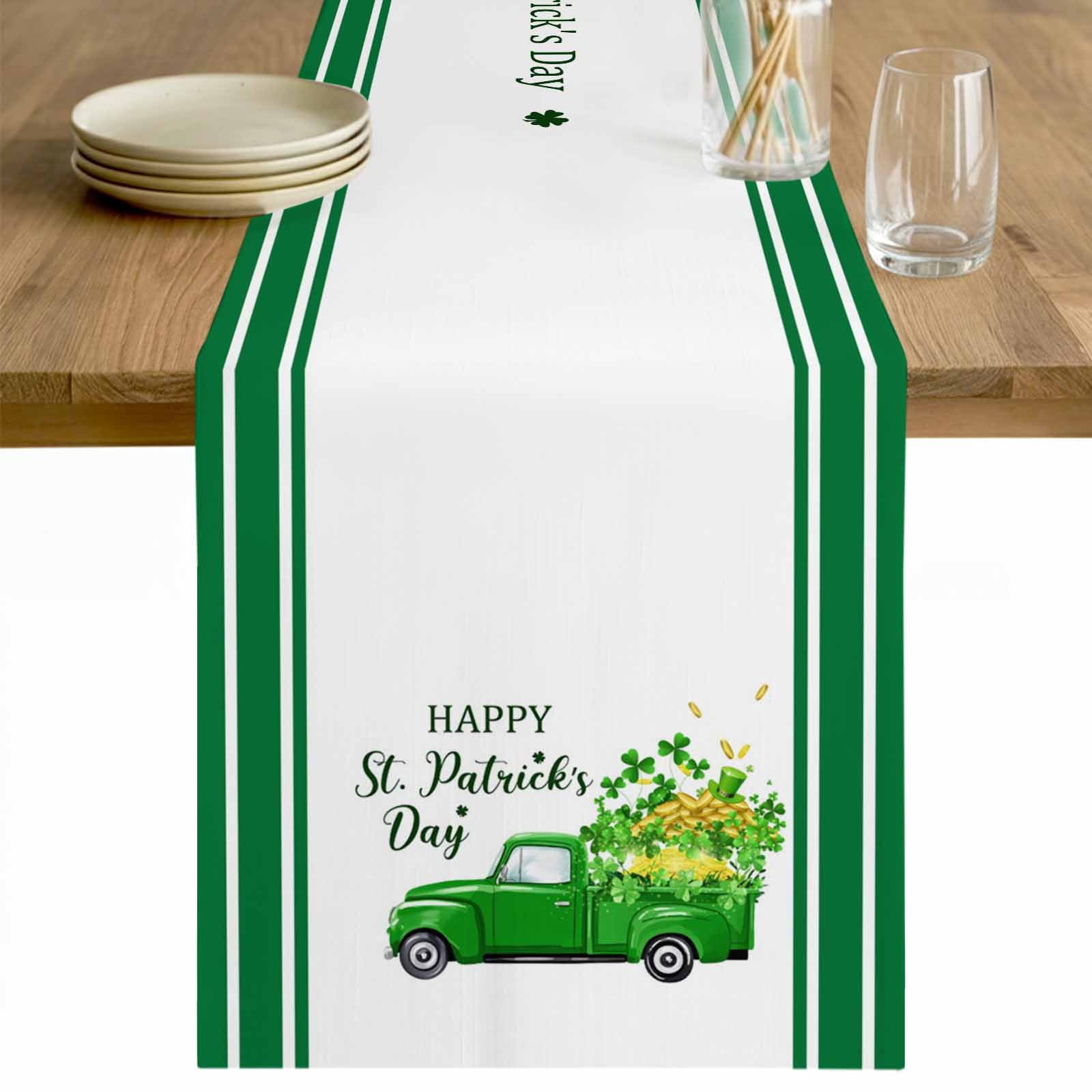 Happy St. Patrick's Day Table Runner - 60 Inch Long Spring Lucky Green ...