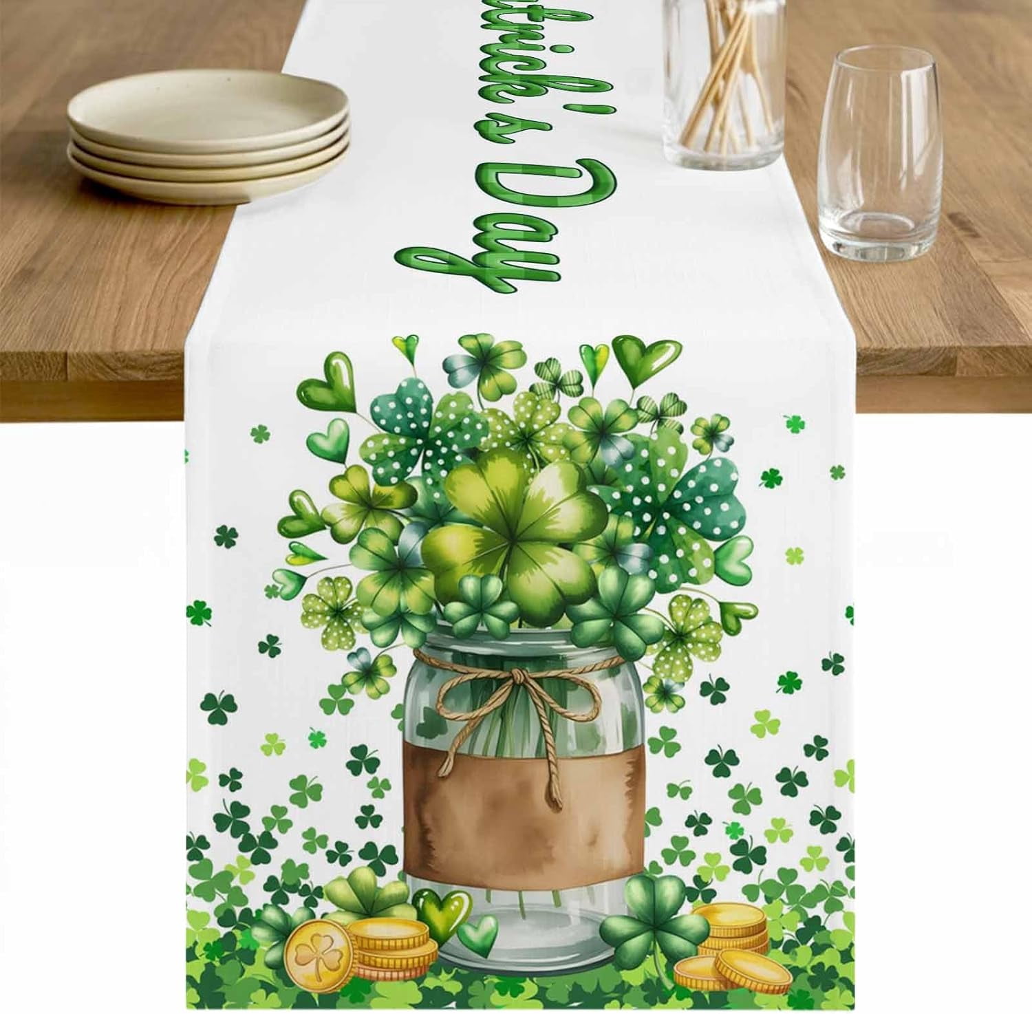 Happy St. Patrick''s Day Table Runner 70 Inches Long Farmhouse Dress ...