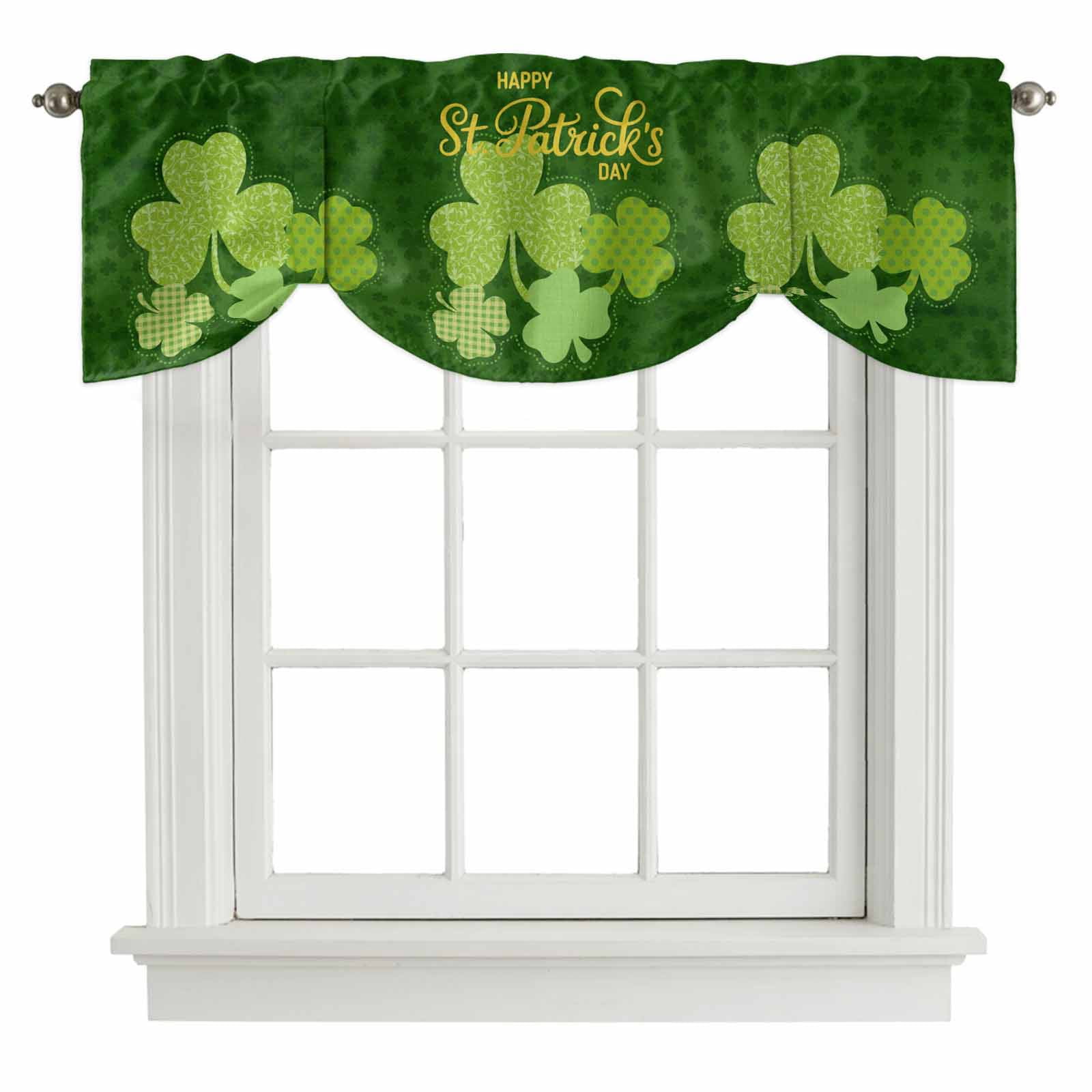 Happy St Patrick's Day Tie Up Valance Curtains for Windows, Kitchen ...