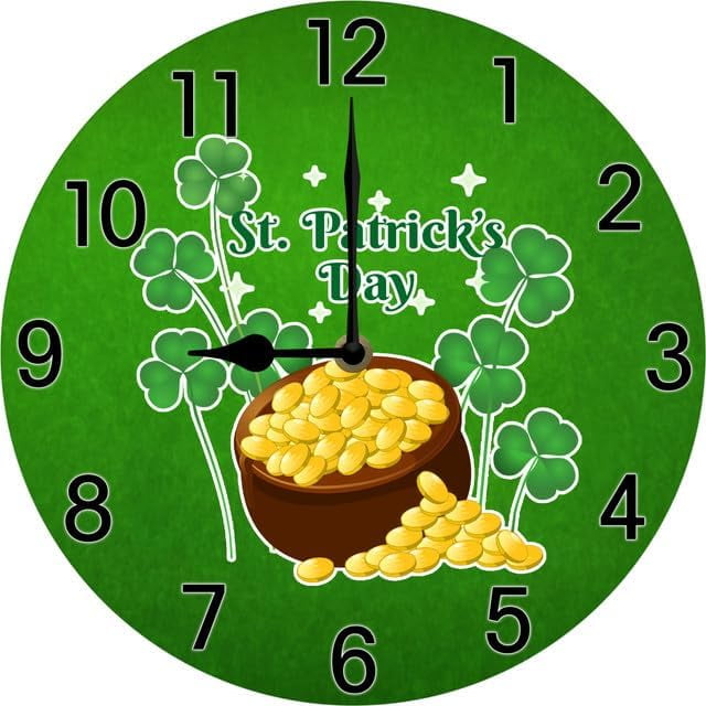 Happy St.Patrick's Day Wall Clock St Patricks Day Decorations Shamrock ...