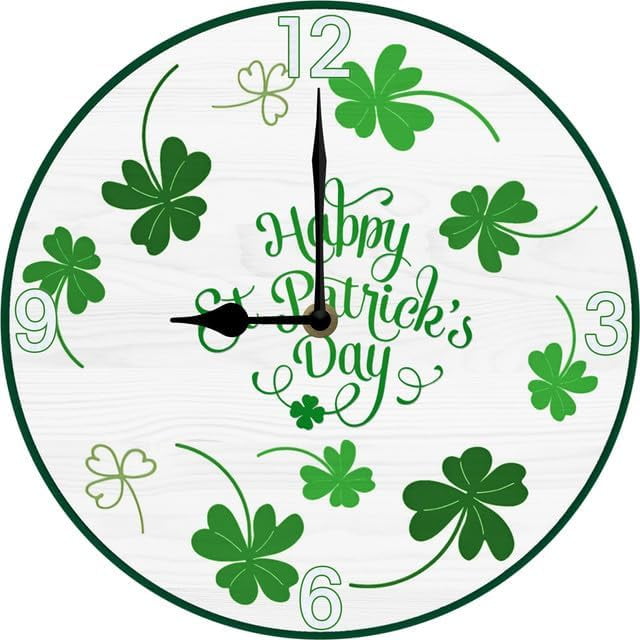 Happy St.Patrick's Day Wall Clock St Patricks Day Decorations Shamrock ...