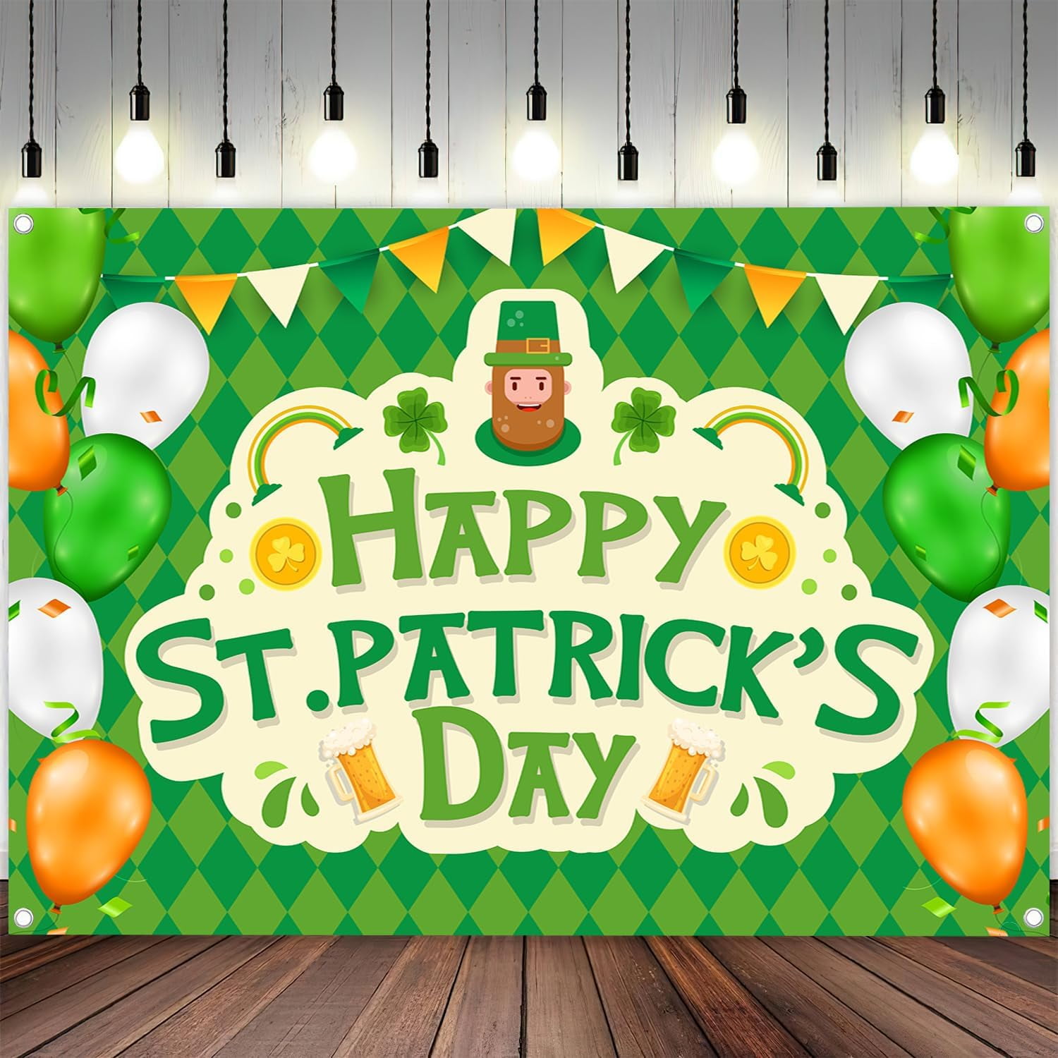 Happy St Patricks Day Backdrop Green Lucky Shamrock Background 12 x 10 ...