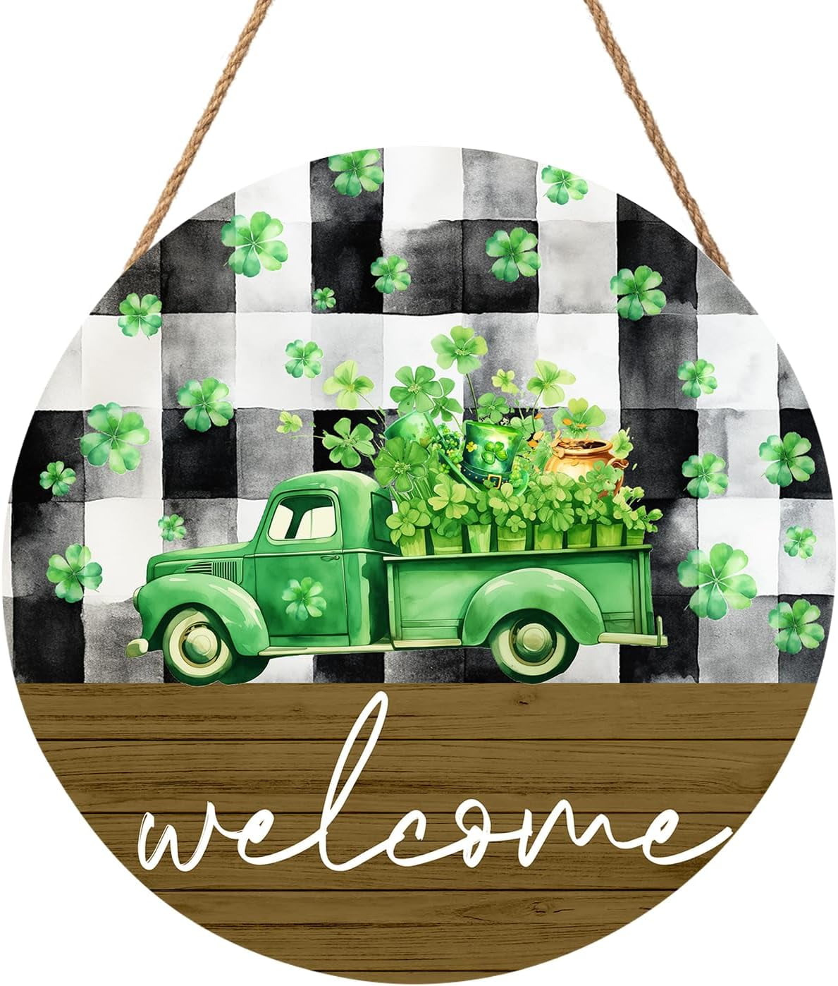 St Patricks Day Welcome Sign, Round St Patricks Day Decorations Door ...