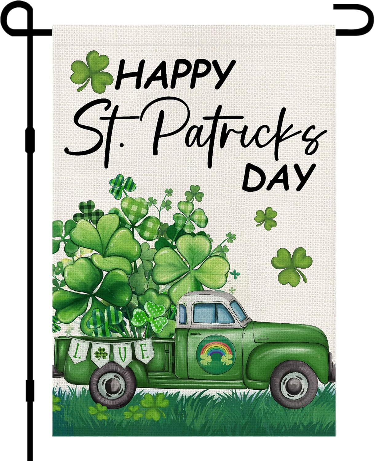 Happy St Patricks Day Garden Flag 12x18 Double Sided Burlap, Green ...