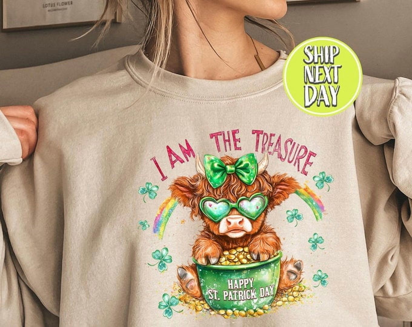 Happy St Patricks Day I Am The Treasure Sweatshirt, Cow Lover Sweater ...