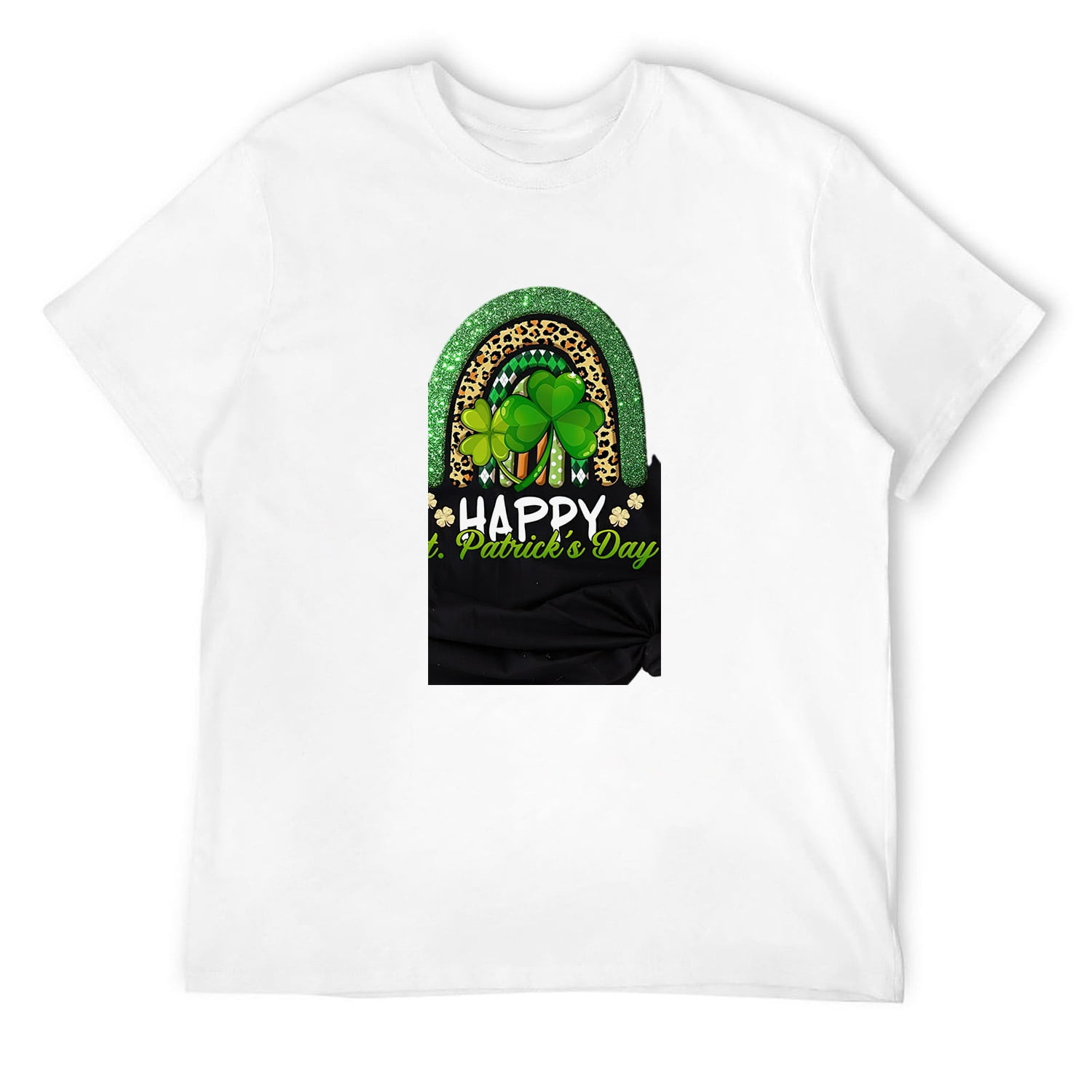Happy St. Patricks Day Leopard Print Rainbow Shamrock Irish T-Shirt ...
