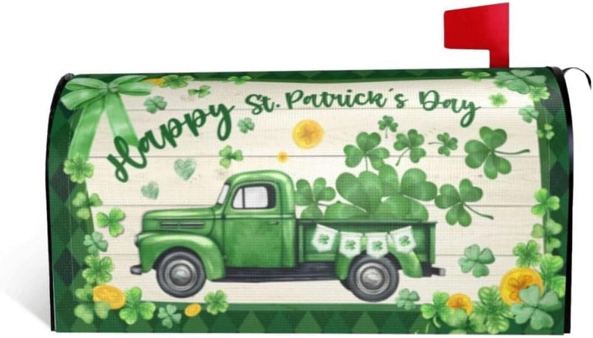 Happy St Patricks Day Mailbox Cover Standard 18 X 21 Inch Lucky Clover ...