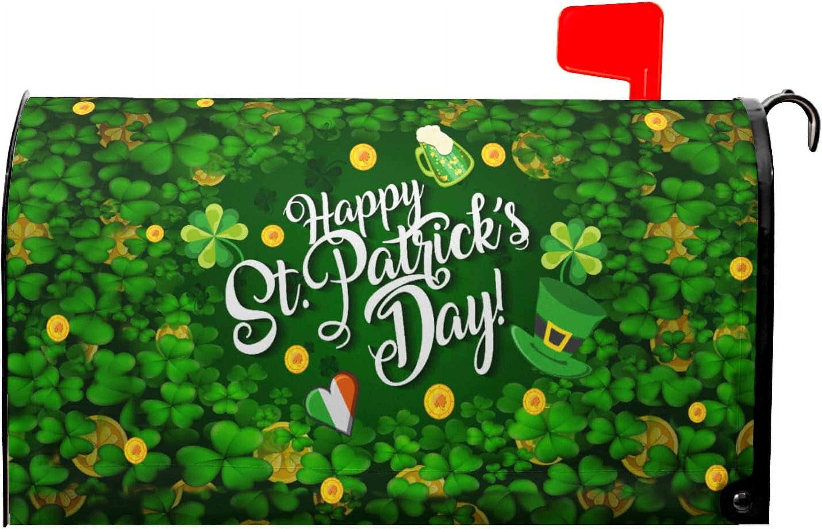 Happy St Patricks Day Mailbox Covers, Shamrock Clovers Magnetic Mailbox ...