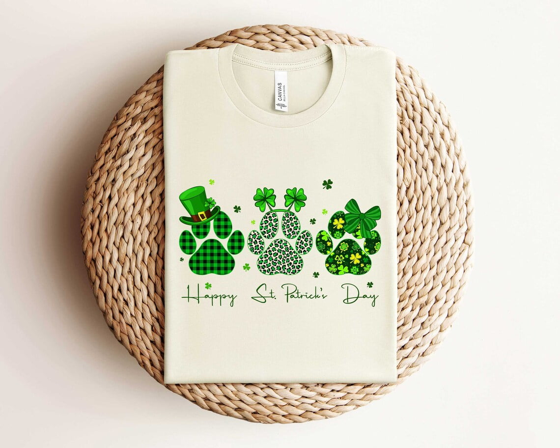 Happy St. Pawtrick's Day Dog Paw Shirt, St Patrick's Day Paws Shirt ...