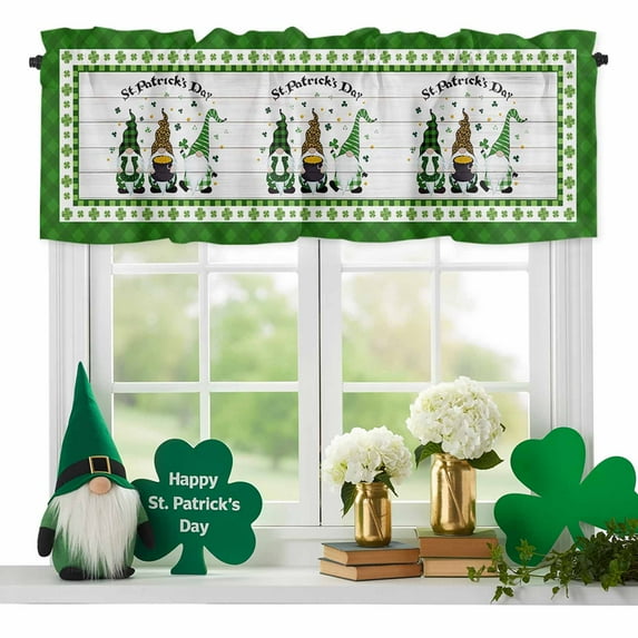 Happy St. Valances for Windows, Patrick's Day Clover Gnomes on Wood ...