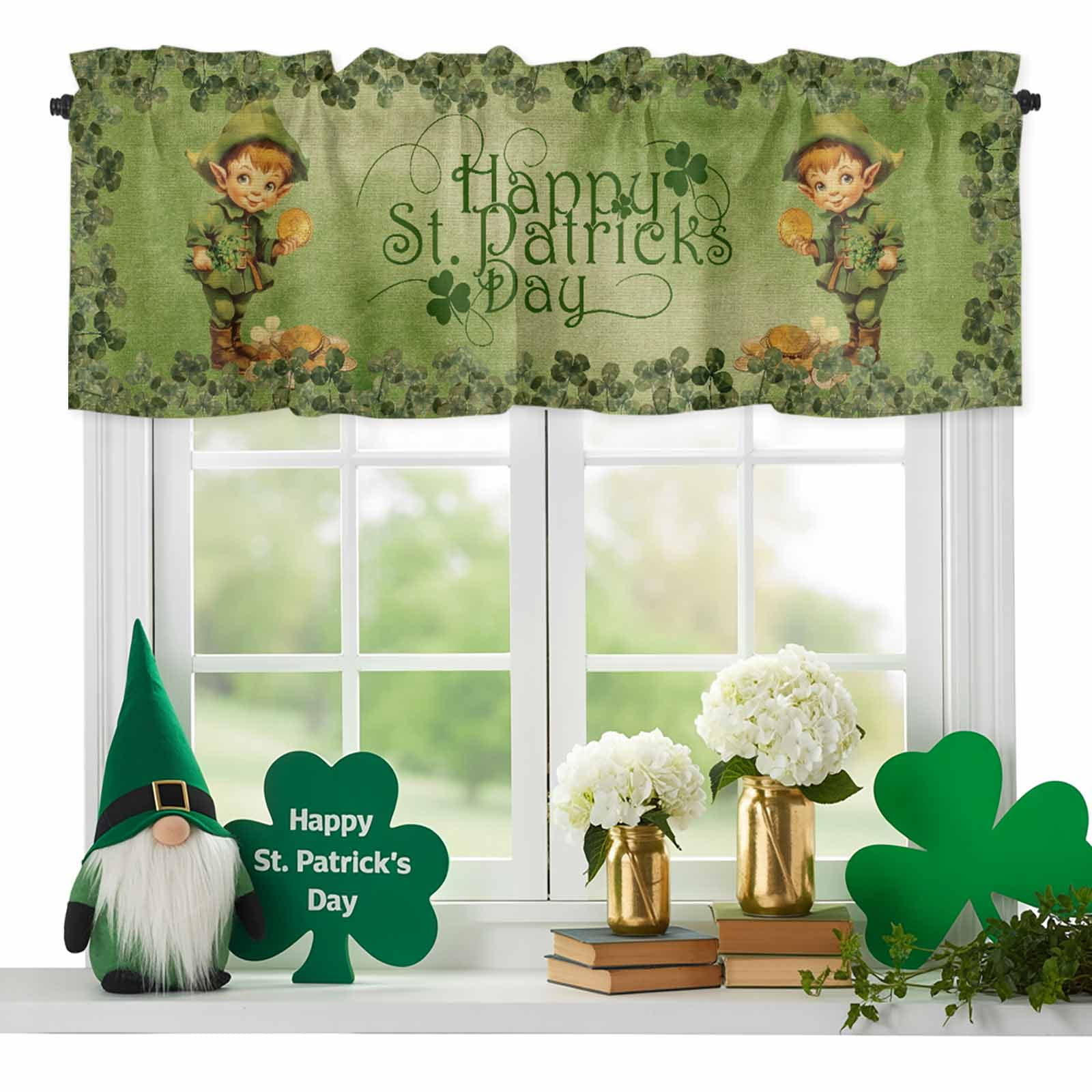 Happy St. Valances for Windows, Patrick's Day Retro Elves Coin Clover ...