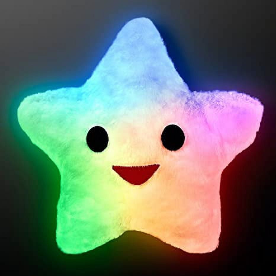 Hit The Lights Happy Star Color Changing Light Up Pillow, Soft Plush ...